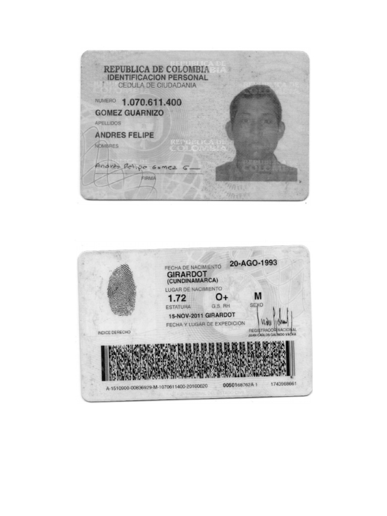 Cedula Andrés Felipe Gómez | PDF