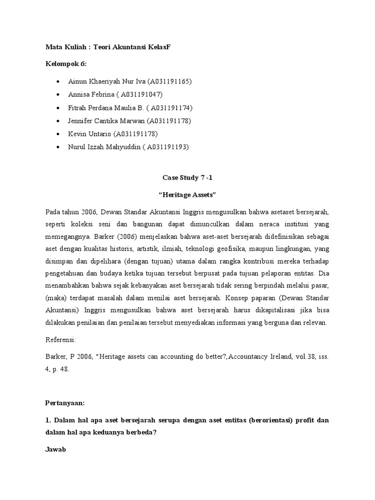 Case 7.1 Teori Akuntansi Kelompok 6 | PDF