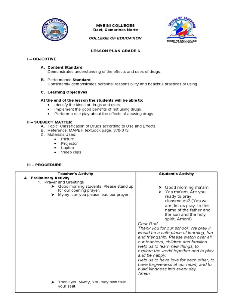 CHAIN OF INFECTION Lesson Plan Grade 8 | Download Free PDF | Drugs ...