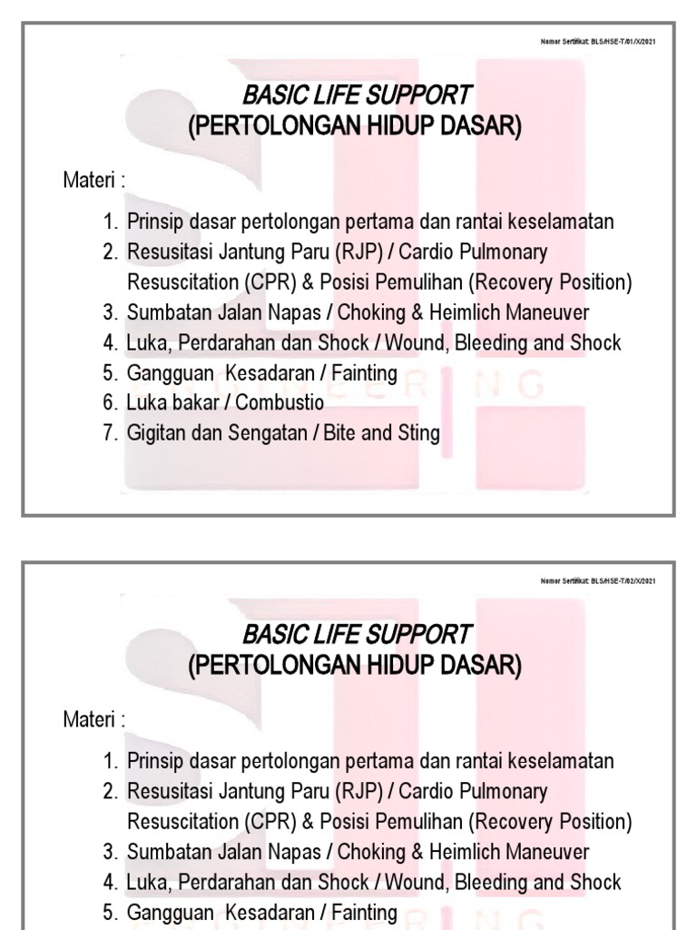 Sertifikat Basic Life Support STM Belakang | PDF
