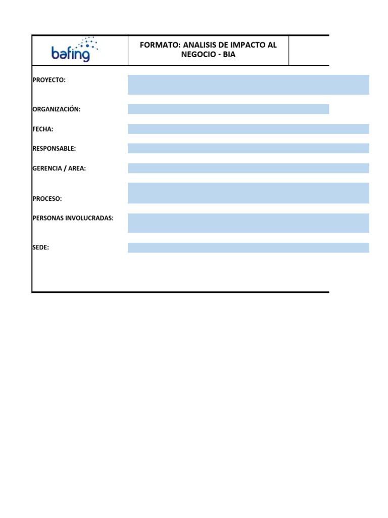Analisis de Impacto de Negocio (Ejemplo y Plantilla) | PDF | Gestión de ...
