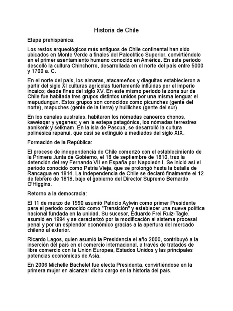 Historia de Chile | PDF | Chile | América del Sur