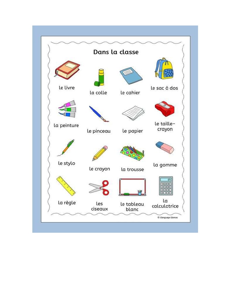 VOCABULAIRE - Dans La Classe | PDF