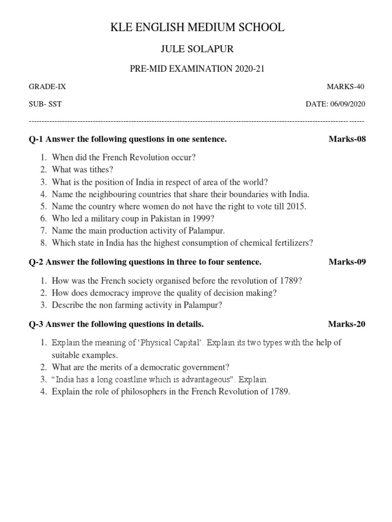 Kle English Medium School: Jule Solapur | PDF