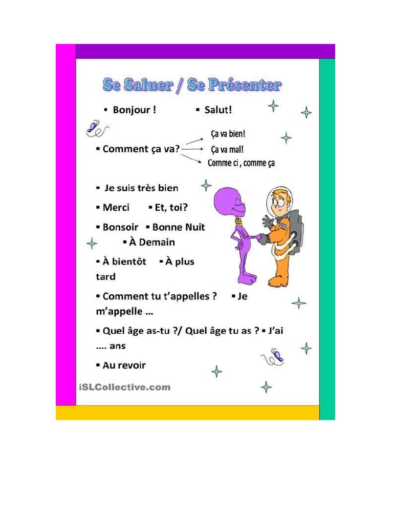VOCABULAIRE - Se Saluer | PDF