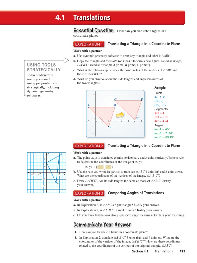 Translations 4.1: Essential Question | PDF | Triangle | Euclidean Vector