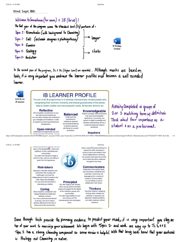 Wed. Sept. 8th: IB Biology Outline | PDF | Science & Mathematics ...