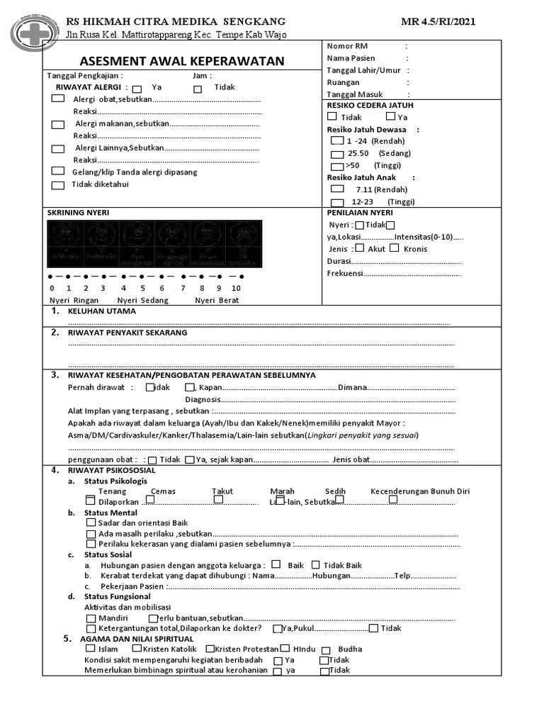 MR 2 Form Pengkajian Awal Keperawatan Baru | PDF