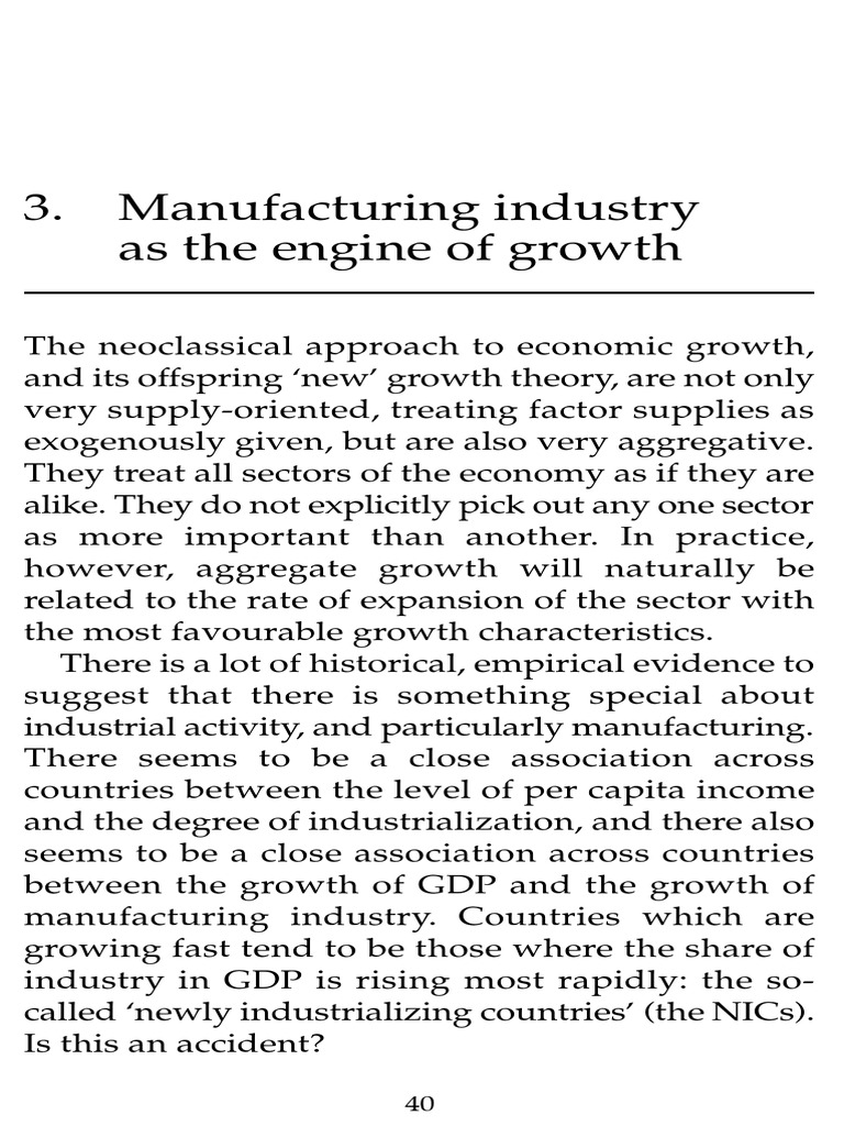 Manufacturing Industry As The Engine of Growth | PDF | Economic Growth ...