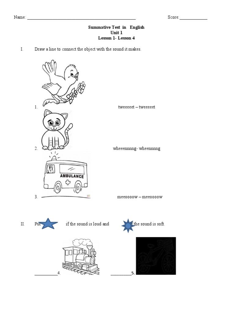 Grade 1 English Summative Test Units 1-20 | PDF | English Language | Plural