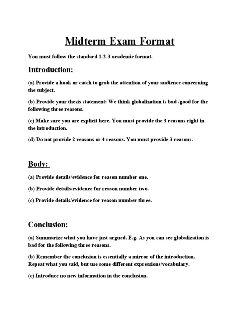 Midterm Exam Format | PDF