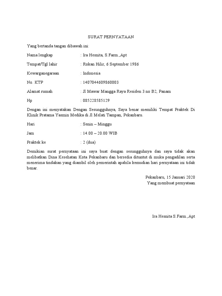 SURAT PERNYATAAN TT | PDF