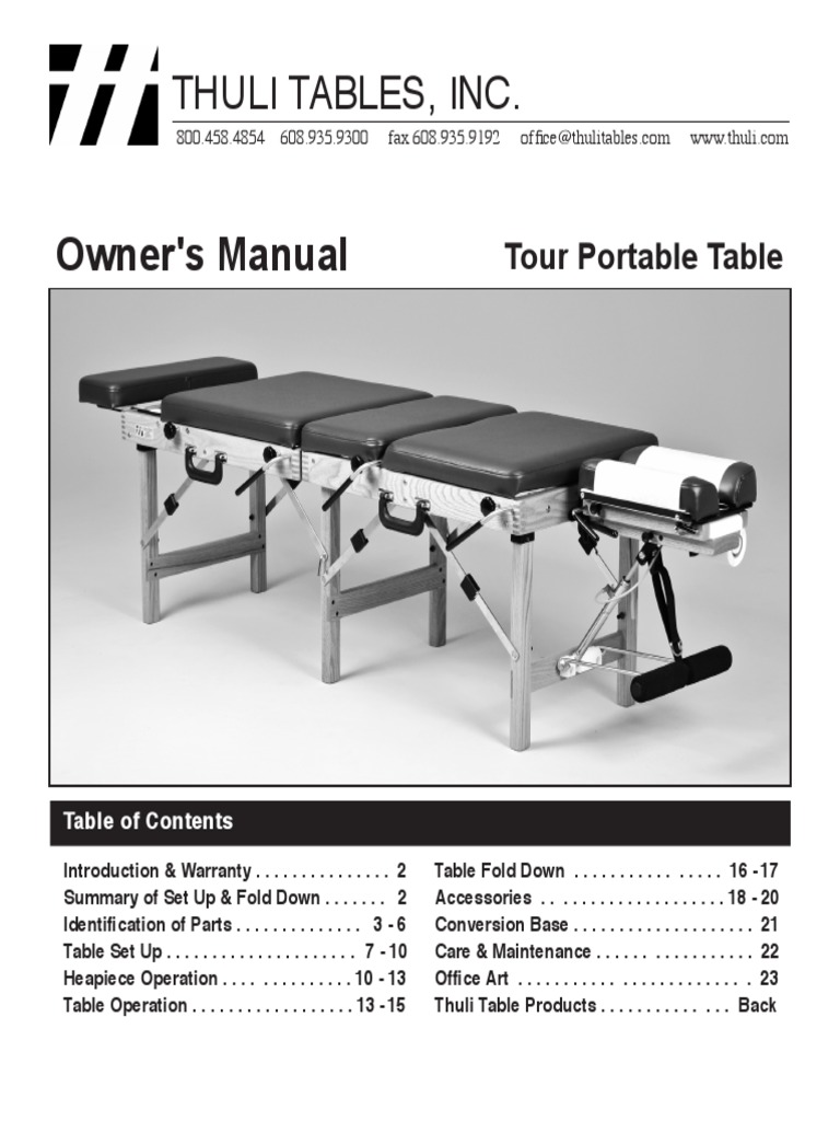 Owner's Manual: Thuli Tables, Inc | PDF | Anatomical Terms Of Motion ...