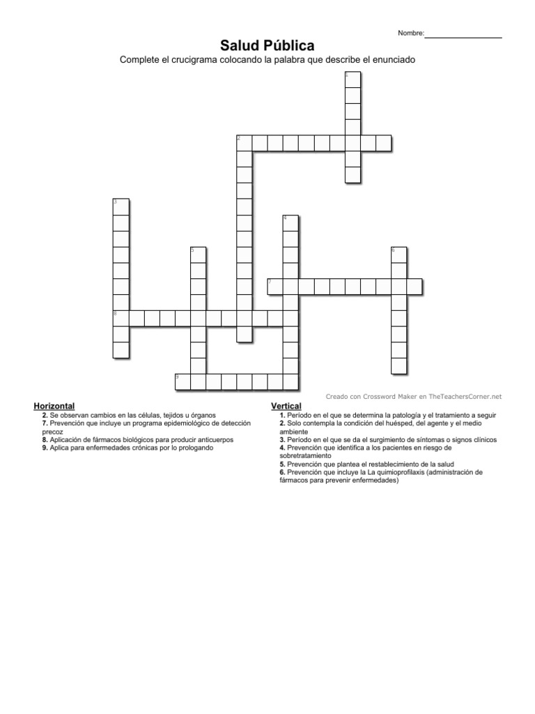 M7 Crucigrama Salud Publica | PDF