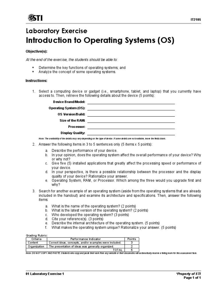 01 Laboratory Exercise 1 | Download Free PDF | Operating System | System