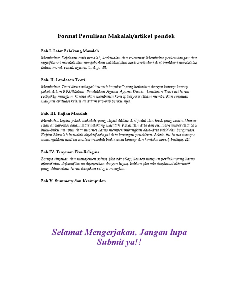 FORMAT PENULISAN MAKALAH | PDF