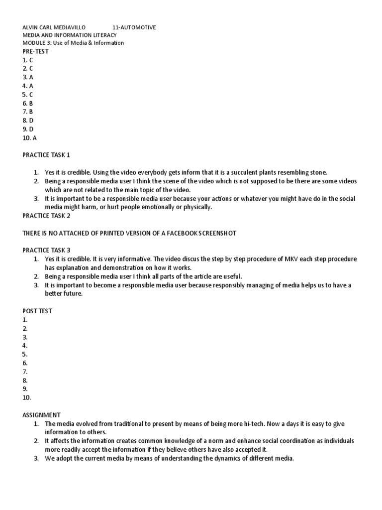 Media And Information Literacy Module 3 Pdf