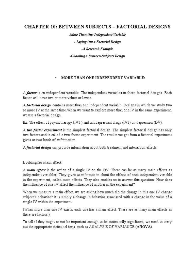 Factorial Designs: Understanding Main and Interaction Effects in Experiments with Multiple ...