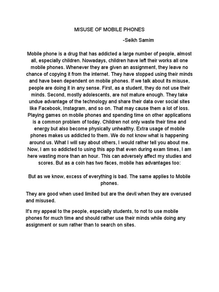 Misuse of Mobile Phones | PDF | Social Science