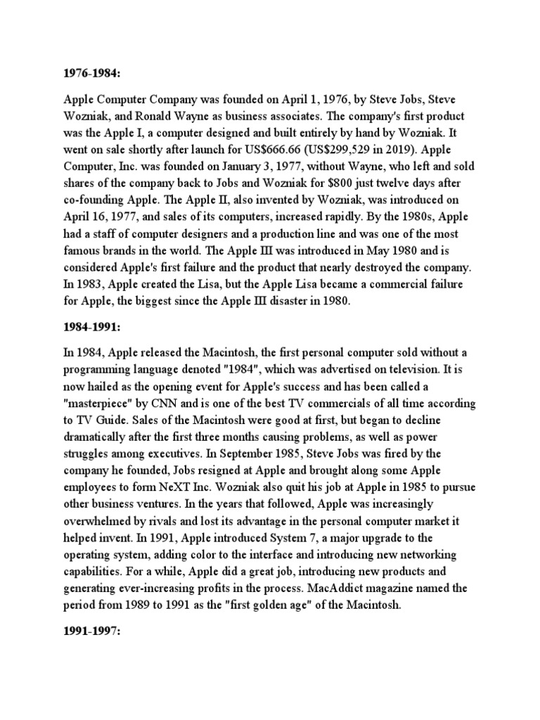 Apple: From Founding to iPhone Launch | PDF | Apple Inc. | Steve Jobs