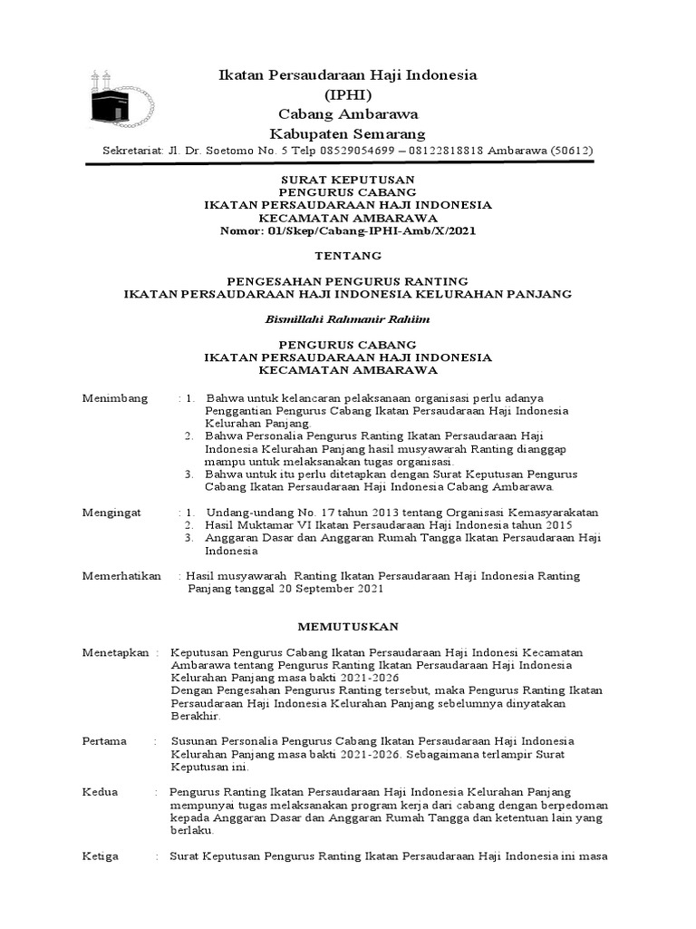 Surat Keputusan IPHI | PDF