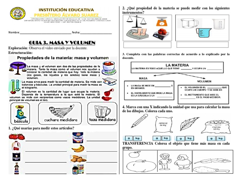 Guía Masa y Volumen | PDF