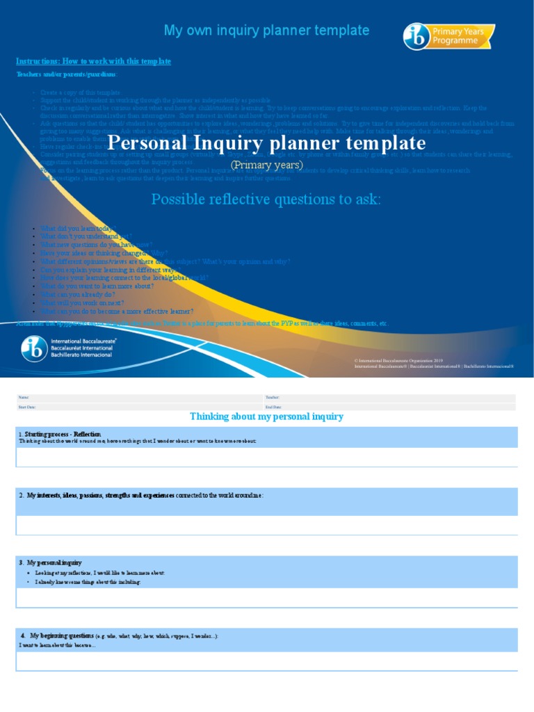 Personal Inquiry Planner Template Two.v2 | PDF | Learning | Inquiry