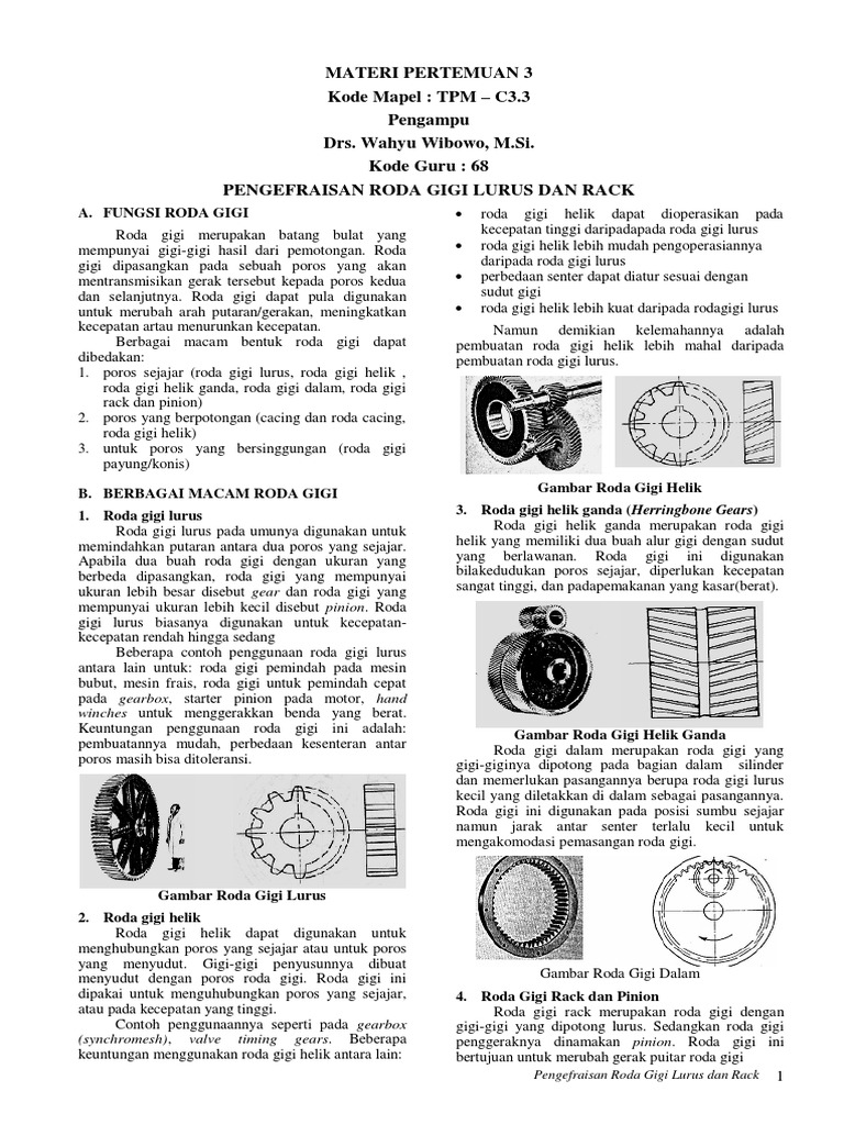 Pengefraisan Roda Gigi Lurus Dan | PDF