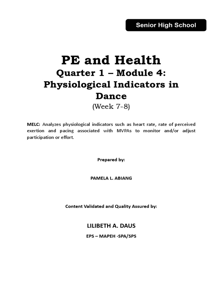 Physical Education and Health 3 Grade 12 Module 4 | PDF | Physical ...