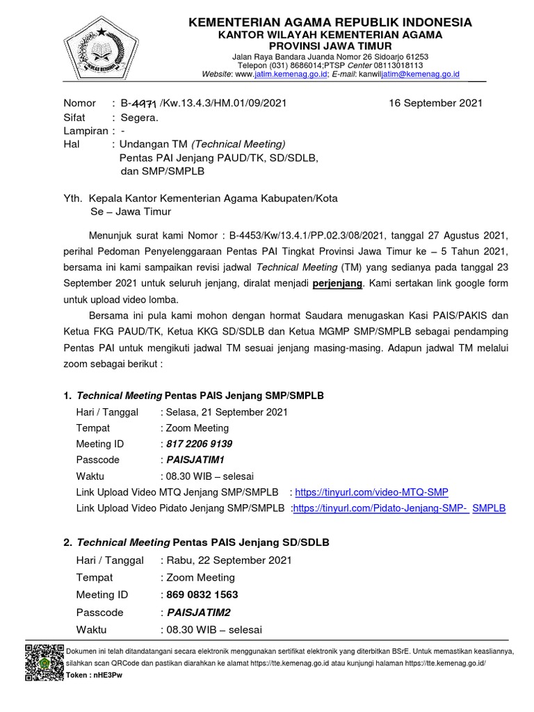 Undangan TM Pentas PAI Jatim | PDF