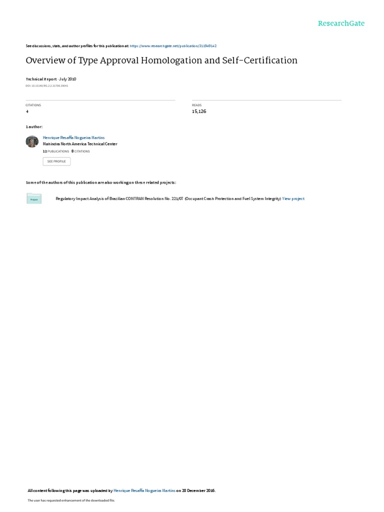 Homologation and Self-Certification | Download Free PDF | National ...