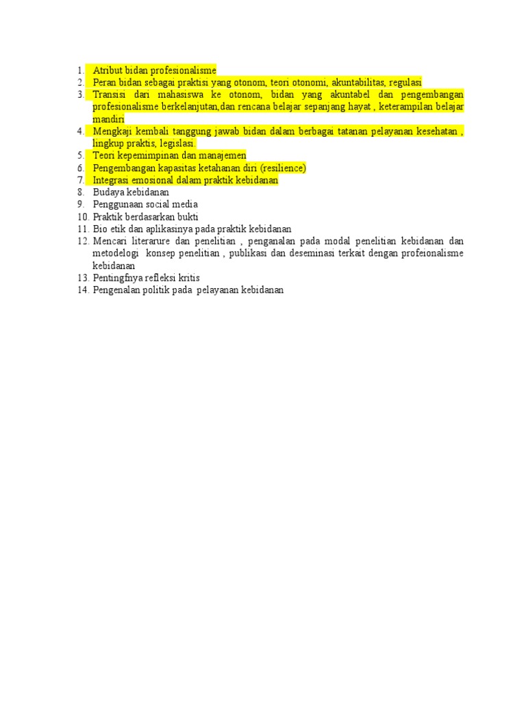 Atribut Bidan Profesionalisme | PDF