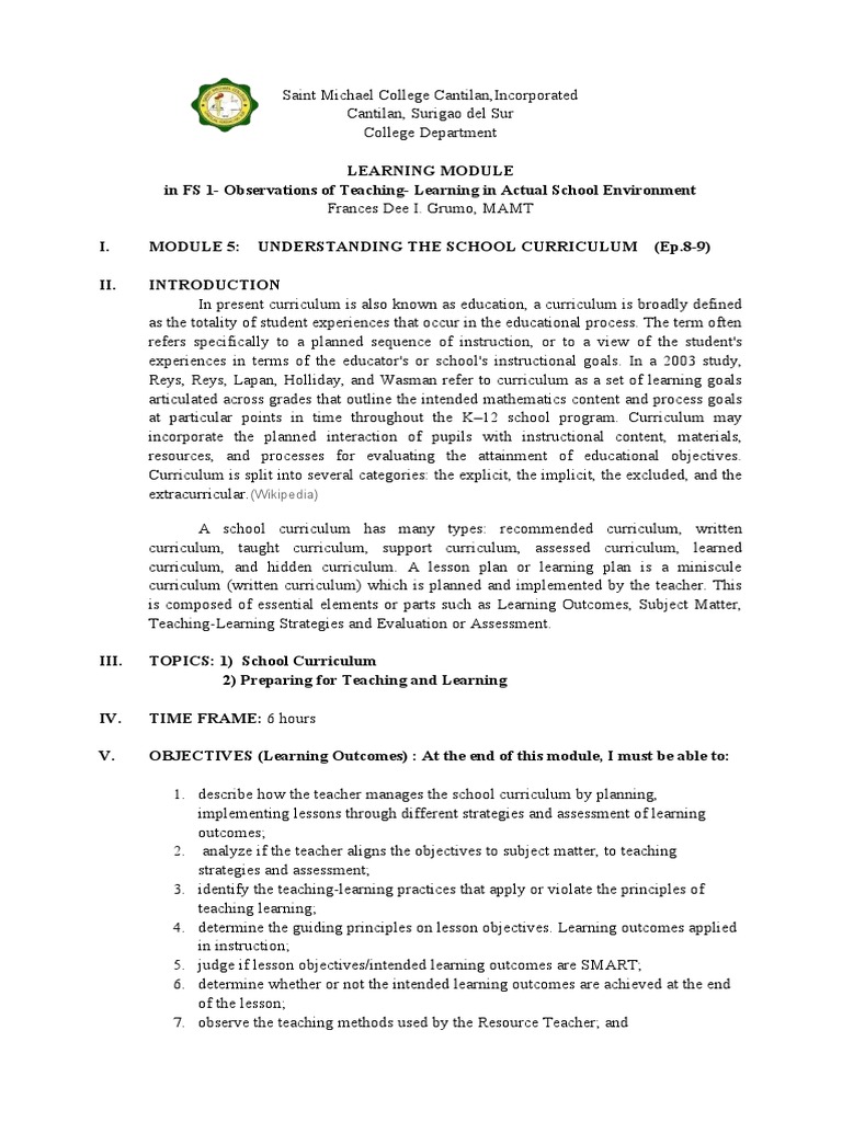 Module 5 With ANSWER ALREADY | PDF | Curriculum | Learning
