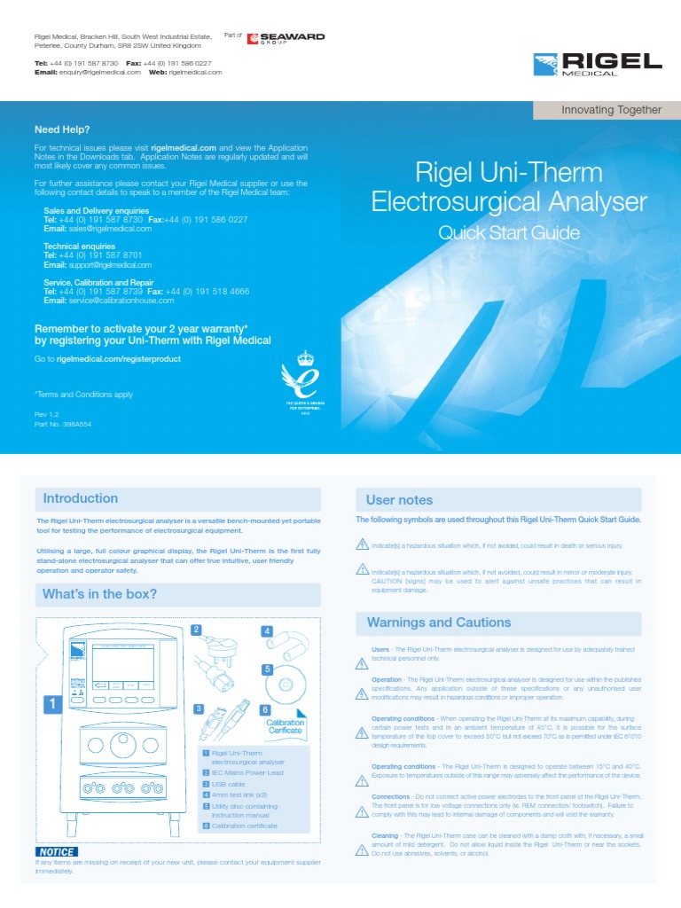 Rigel Uni-Therm Electrosurgical Analyser: Quick Start Guide | PDF ...