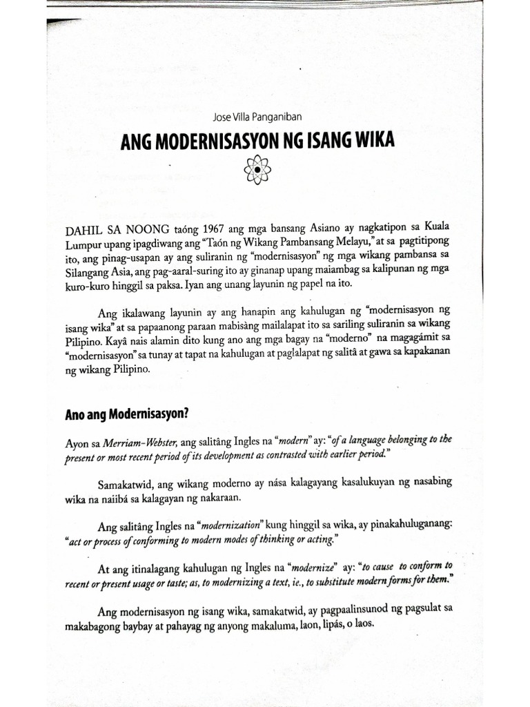 Modernisasyon NG Wika | PDF