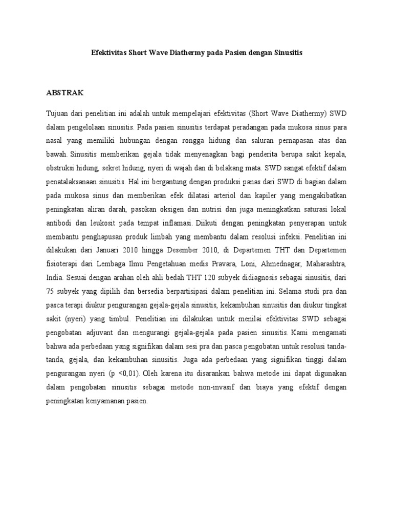 Efektivitas SWD pada Sinusitis | PDF | Pengembangan Diri | Kesehatan ...