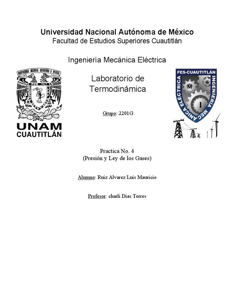 Practica 4 Termo Lab | Descargar gratis PDF | Gases | Presión