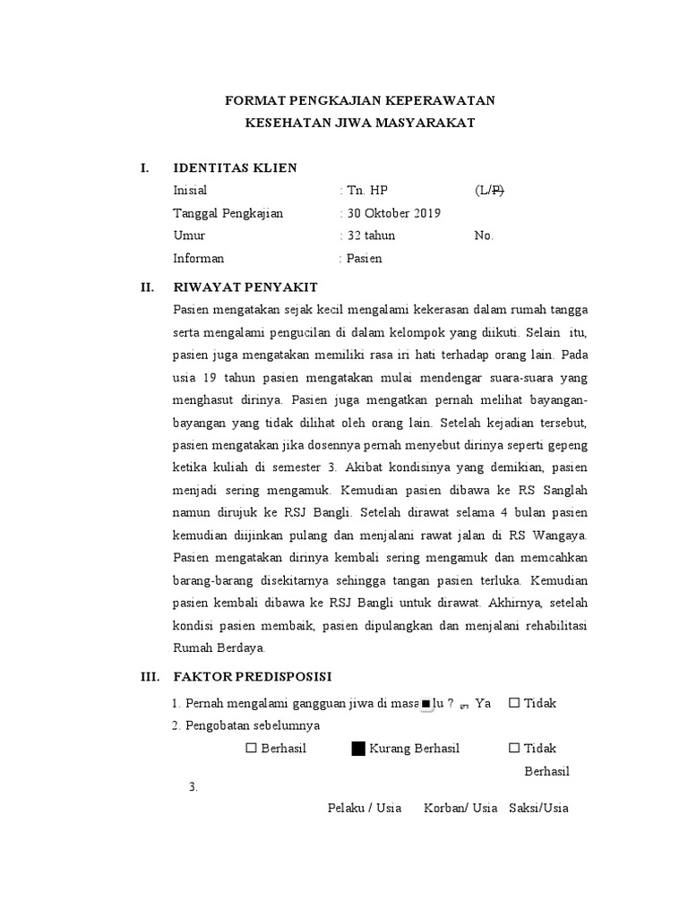 Format Pengkajian Keperawatan Jiwa - Rumah Berdaya | PDF | Pengembangan ...