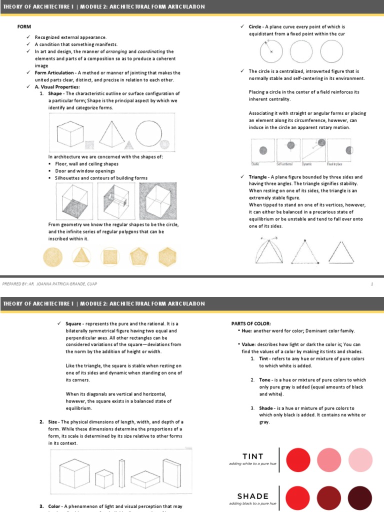 Toa 1 Module 2 Architectural Form Articulation | PDF | Color | Circle