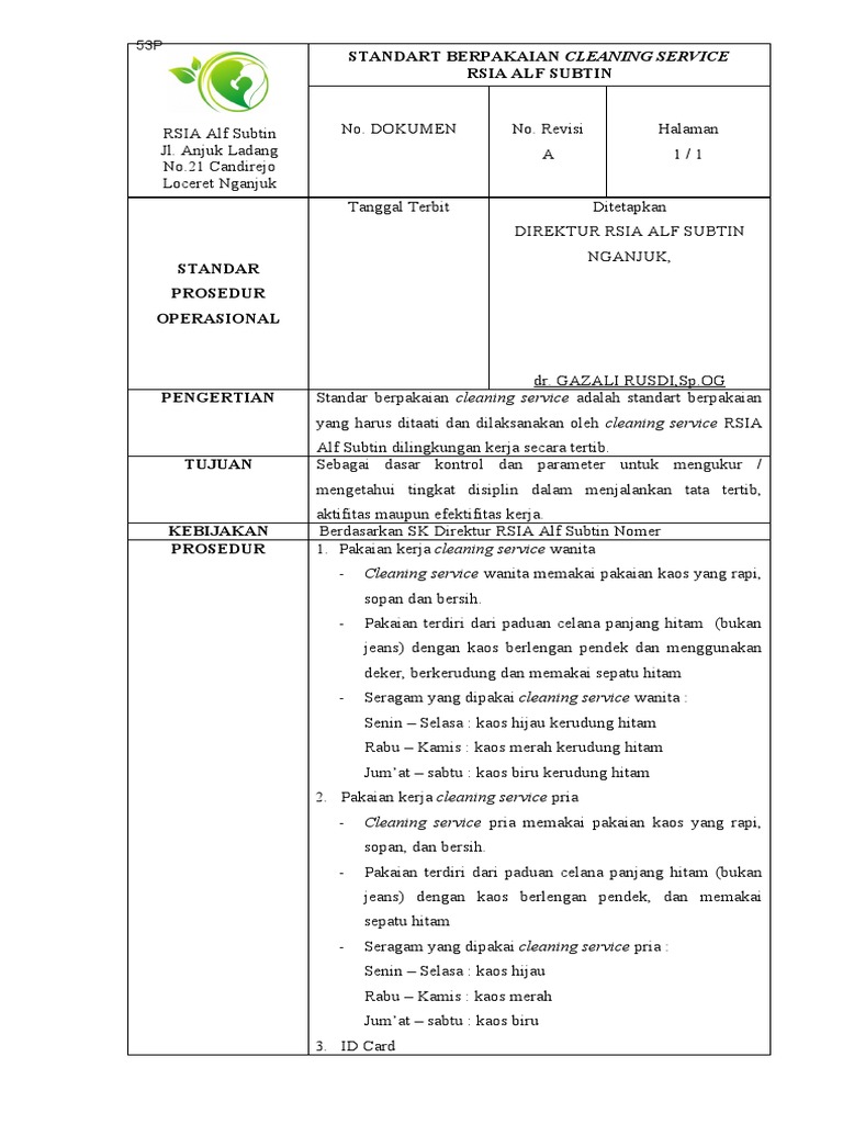 Sop Berpakaian OB | PDF