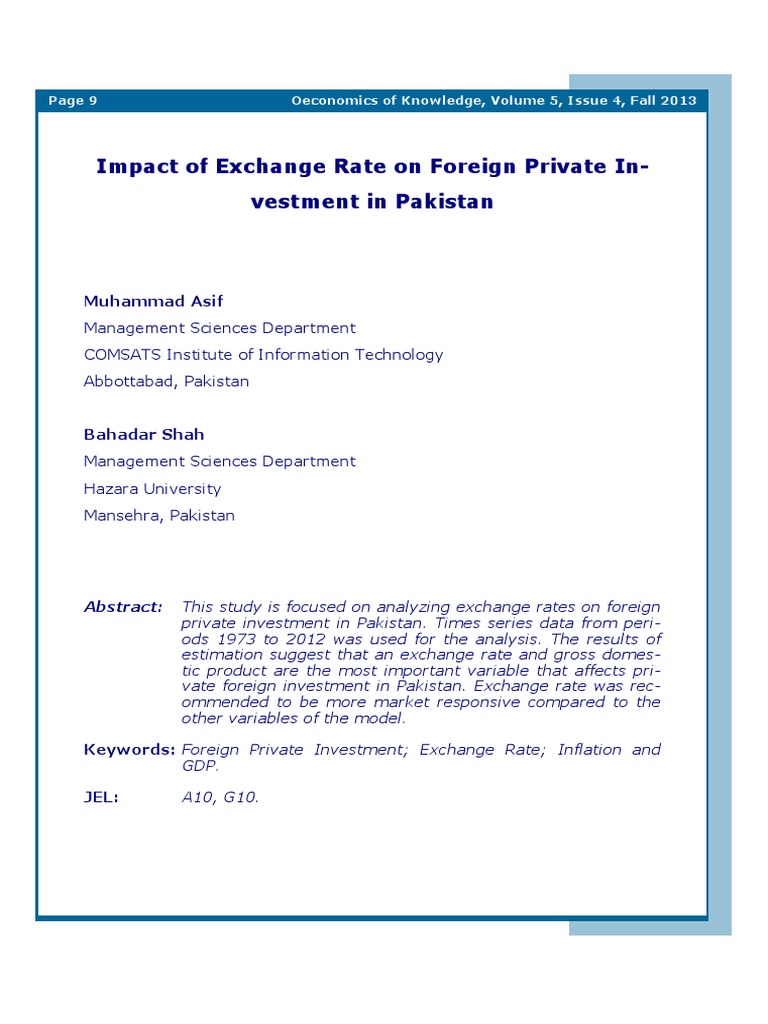 Impact of Exchange Rate On For | PDF | Foreign Direct Investment ...