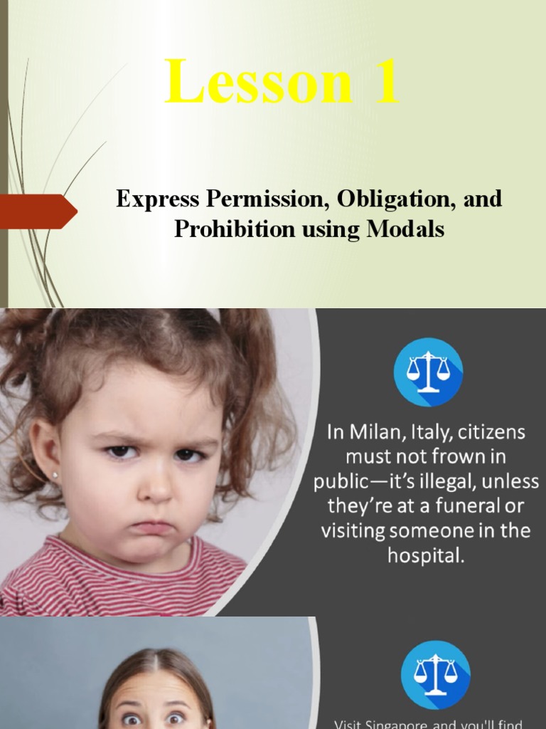 Lesson 1: Express Permission, Obligation, and Prohibition Using Modals ...