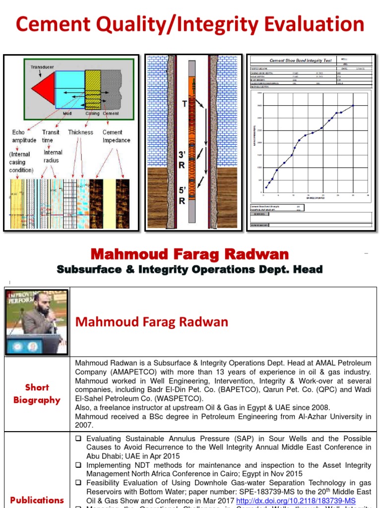 Cement Quality/Integrity Evaluation | PDF | Ultrasound | Casing (Borehole)