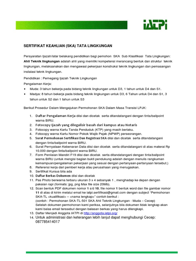 Prosedur Dalam Mengajukan Permohonan SKA Dalam Masa Transisi LPJK | PDF ...