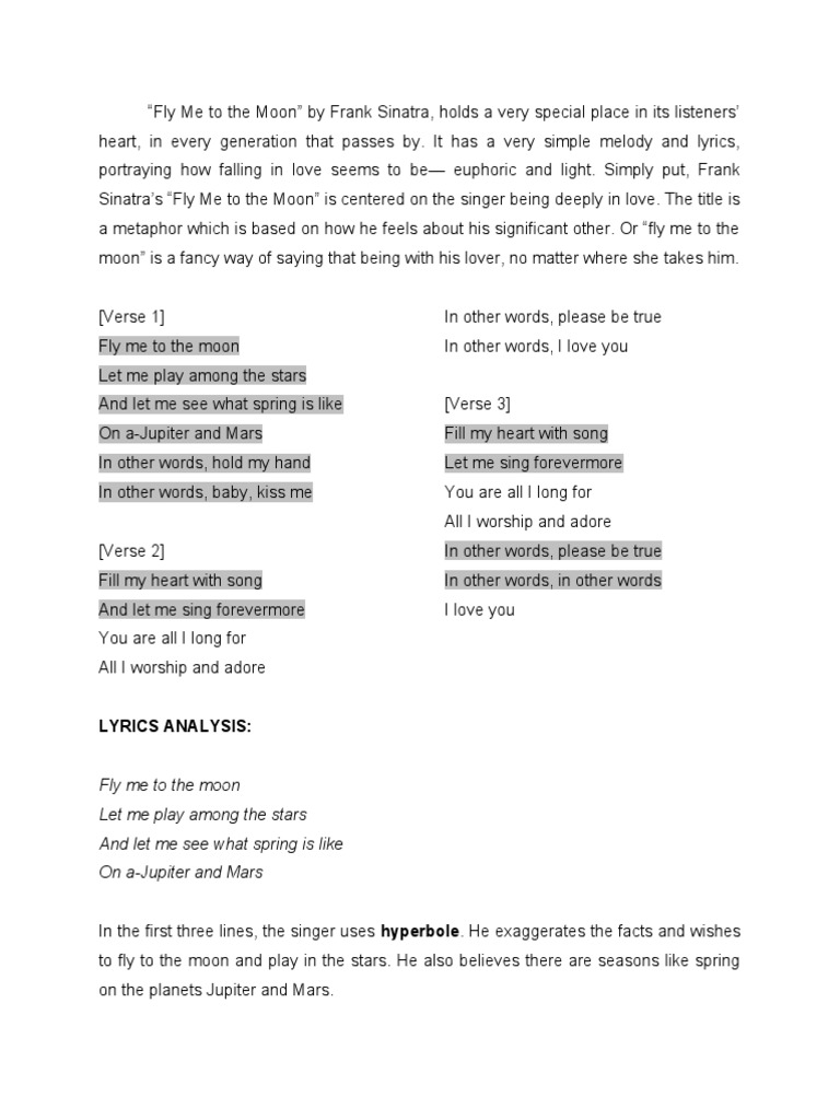 Song Analysis - Fly Me To The Moon | PDF | Astronomy