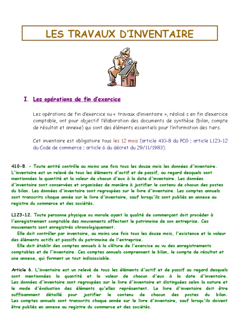 Cours Travaux D Inventaire Pdf