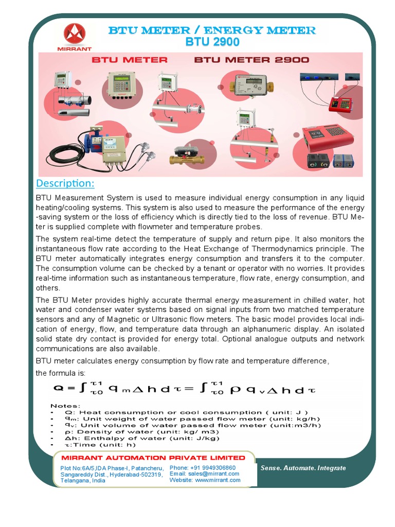 BTU Meter 2900 Data Sheet | PDF | Flow Measurement | Temperature