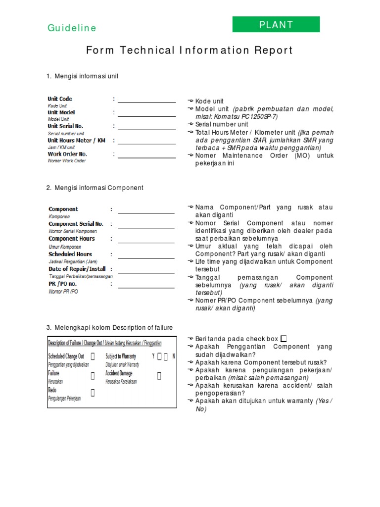 Laporan Informasi Teknik Unit Plant | PDF