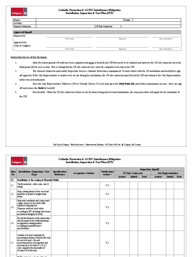Cathodic Protection ITP Guide | PDF | Electrical Resistance And ...