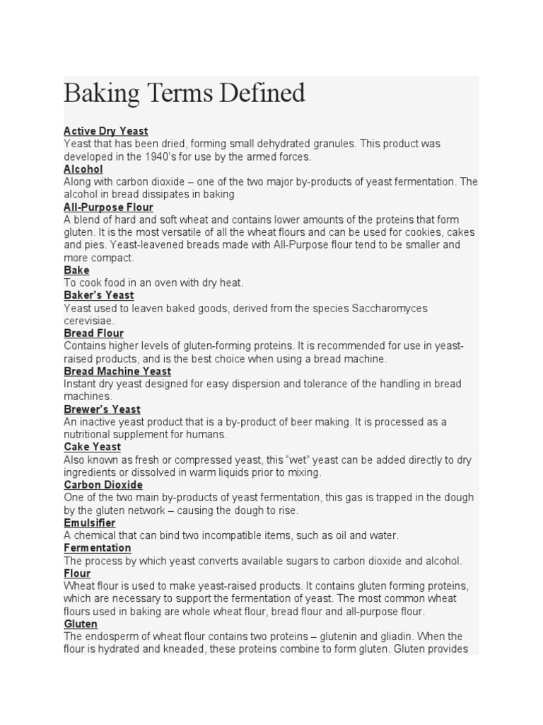 Essential Baking Terms Explained | PDF | Breads | Flour